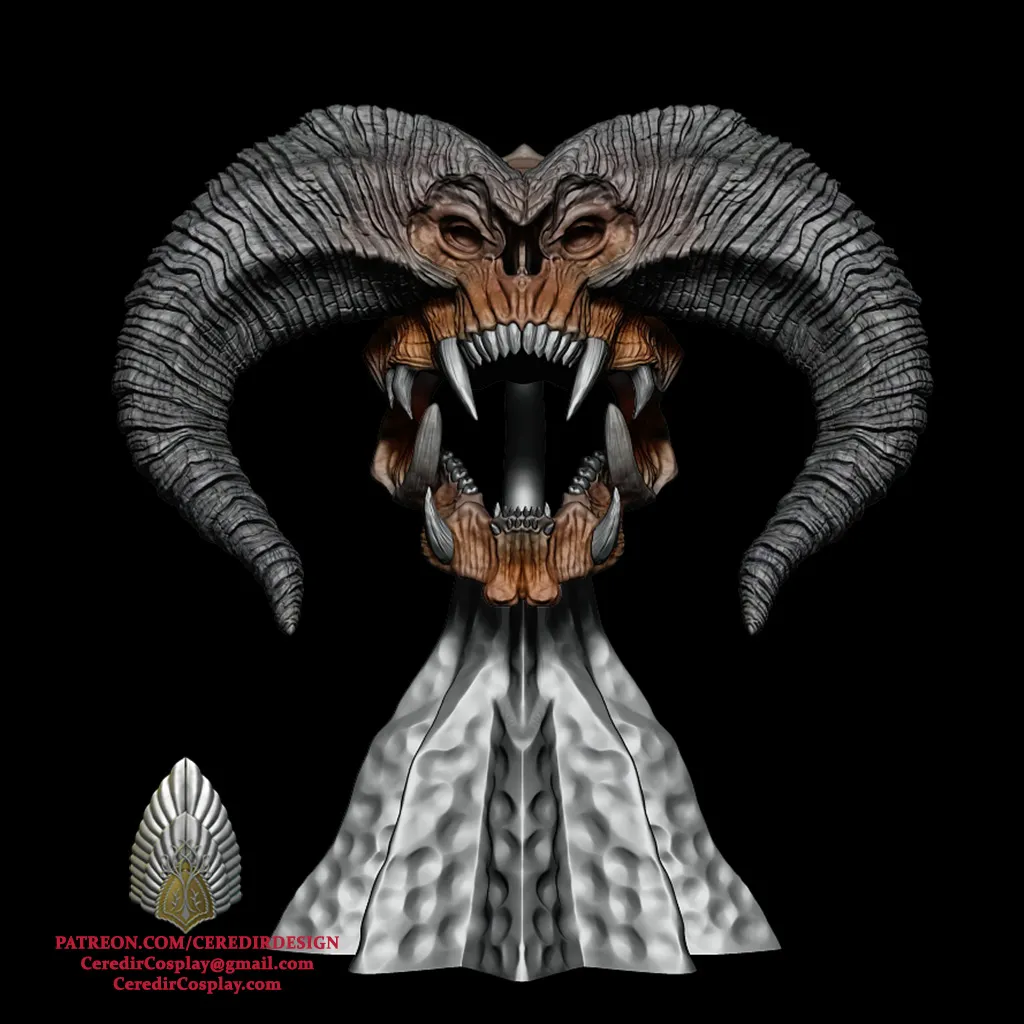 Game Props STL Download - Balrog Skull lord of the rings 3D DIGITAL ...
