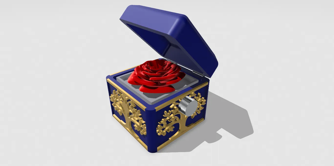 Jewelry & Accessories STL Download - Jewelry Rose Box (with Turntable ...