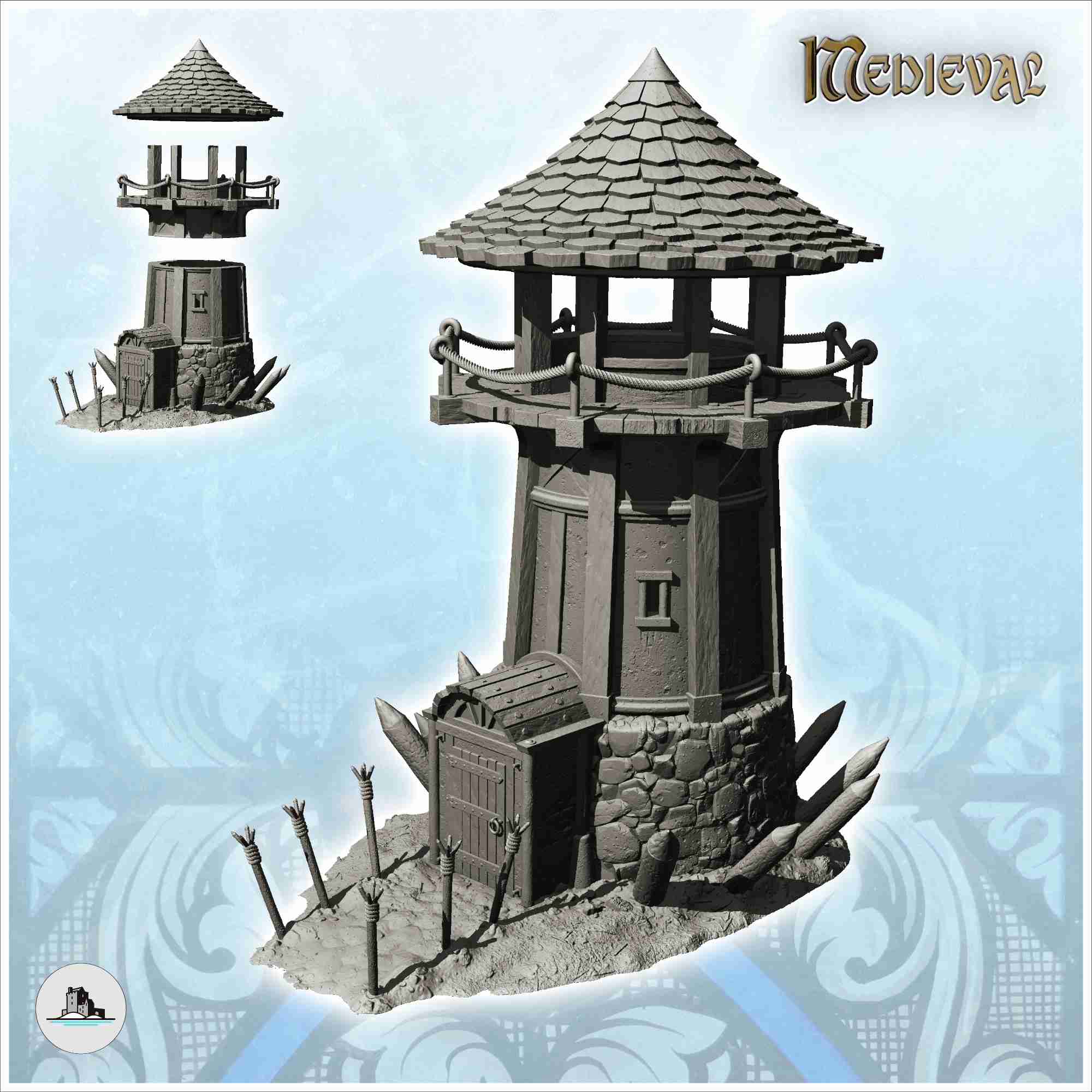 Watchtower with walkway and access door (5) - miniatures war | 3D ...