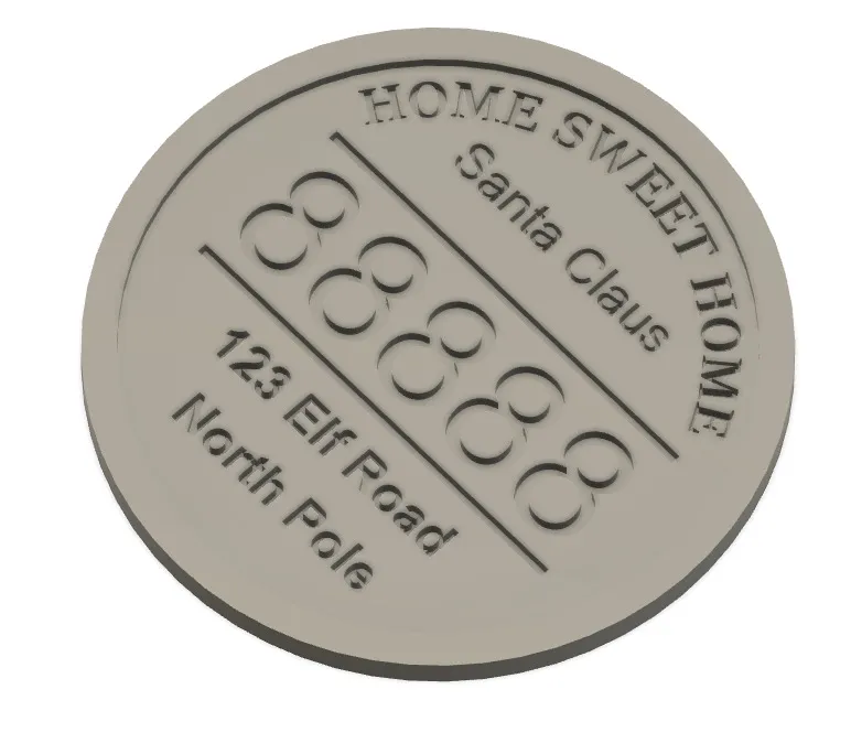 Badges & Coins STL Download - 88888 Santa Claus Zip Code Coaster w ...