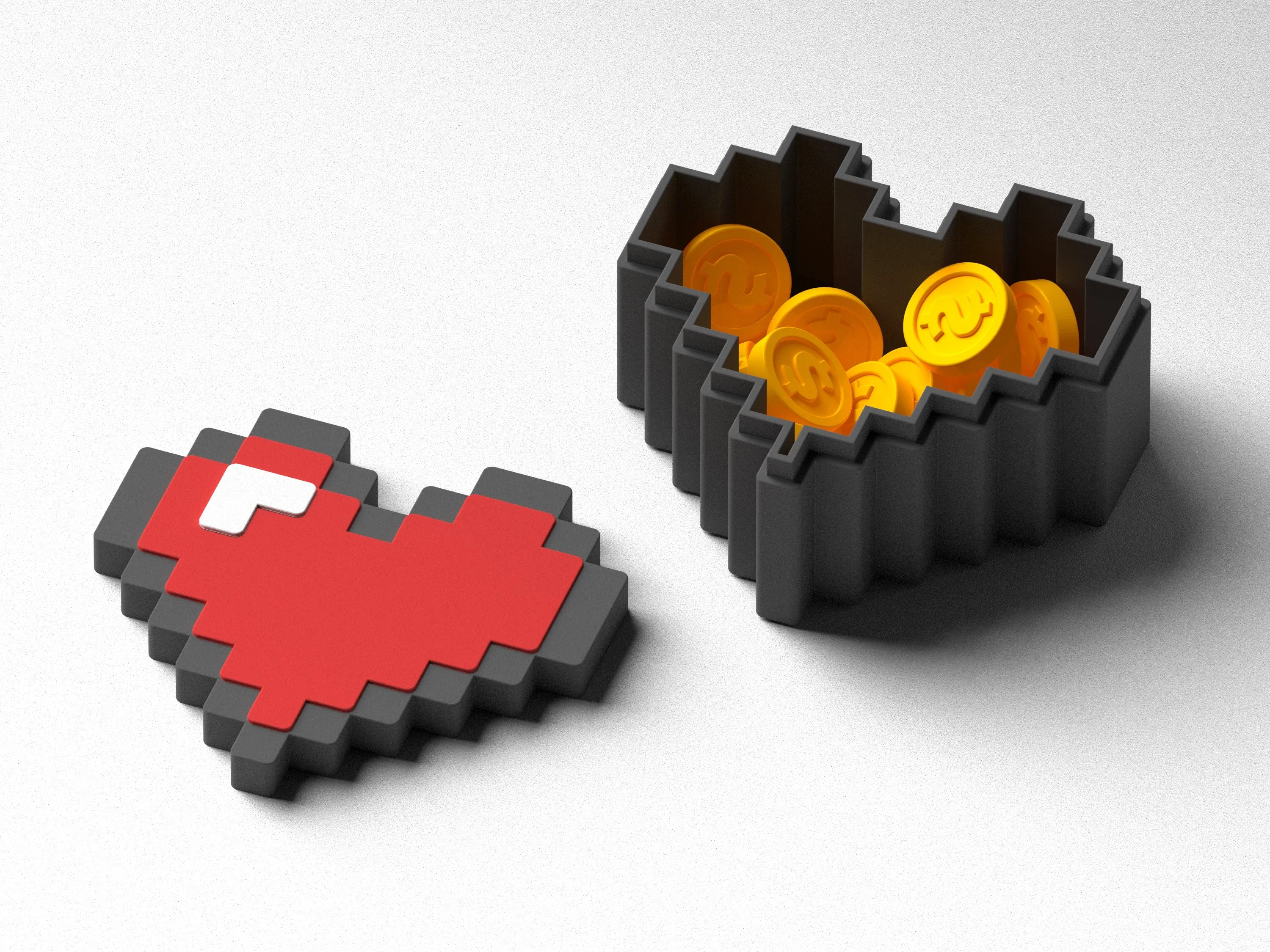 Free Sculptures & Artworks STL Download - Pixel Hearth Box-Valentines ...