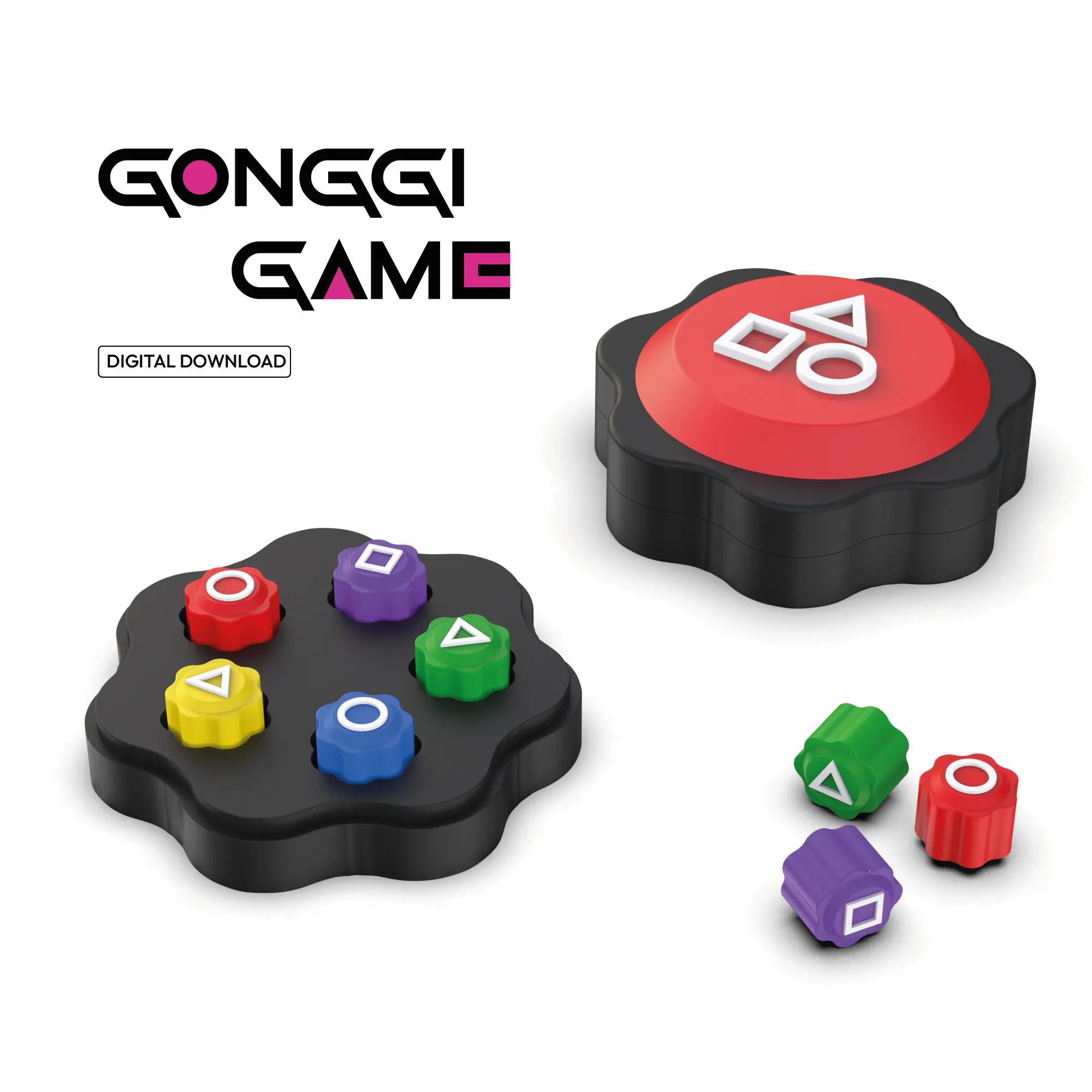 Board Games & Card Games STL Download - Squid Game Style Gonggi Set ...