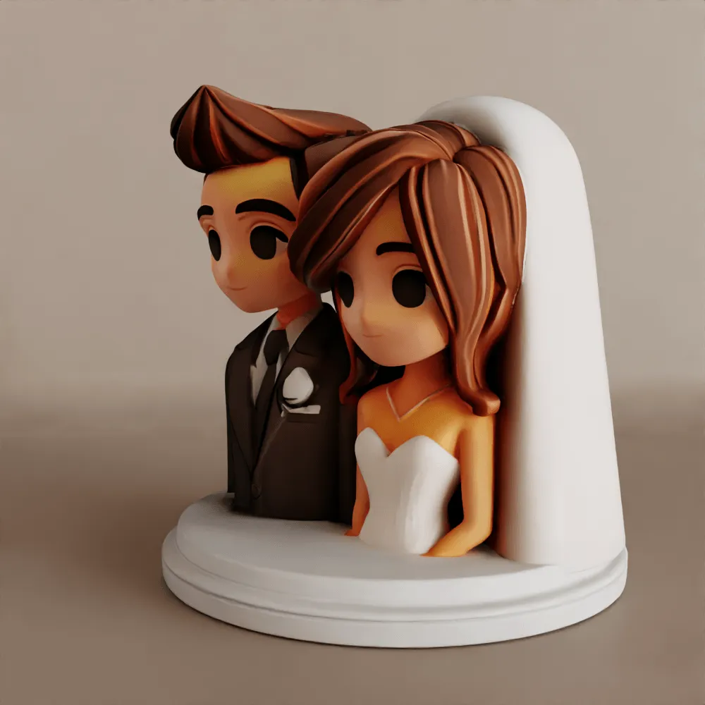 Sculptures & Artworks STL Download - Cute Wedding Couple Statue – 3D ...