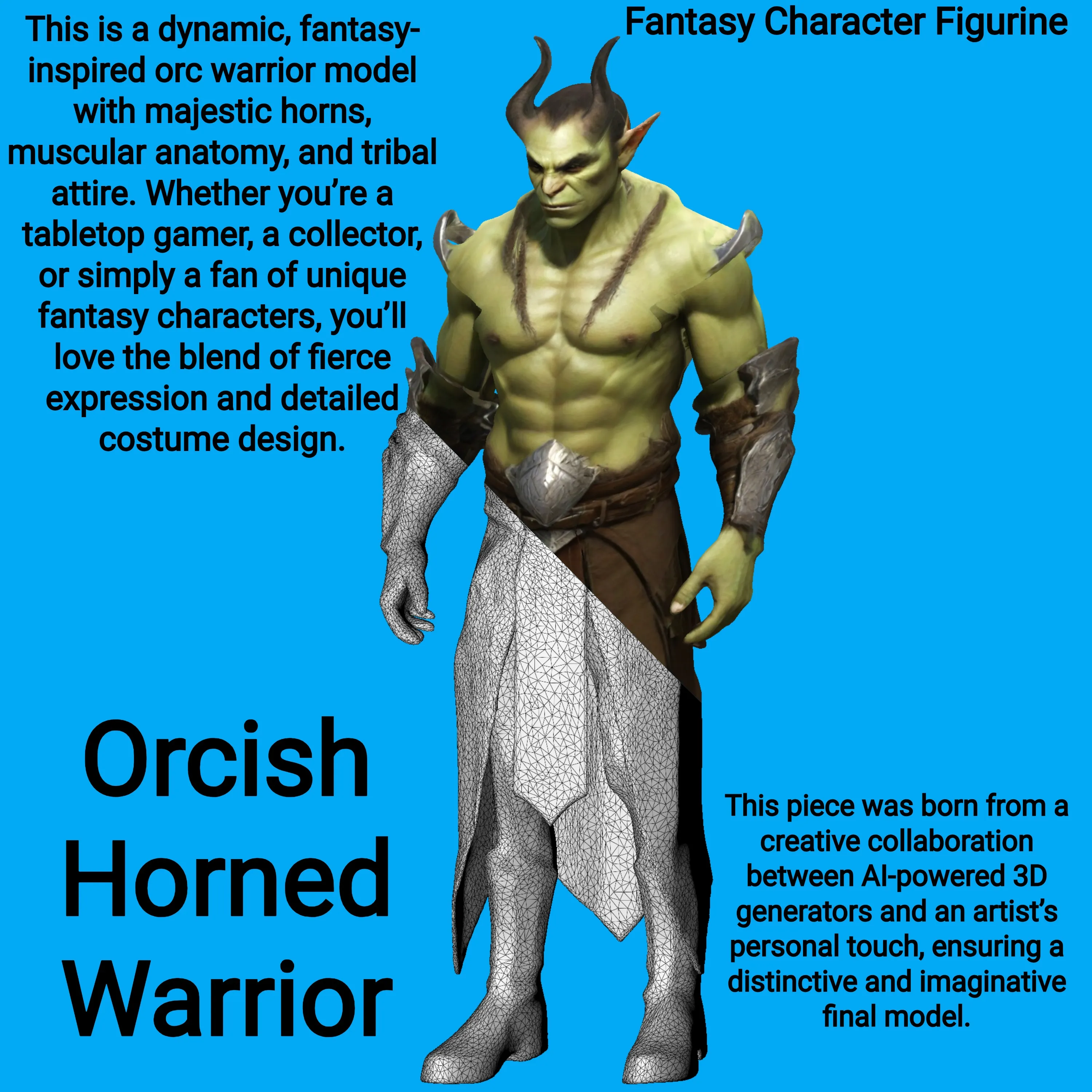 Characters & Creatures STL Download - Orcish Horned Warriorby MR AnyCAD