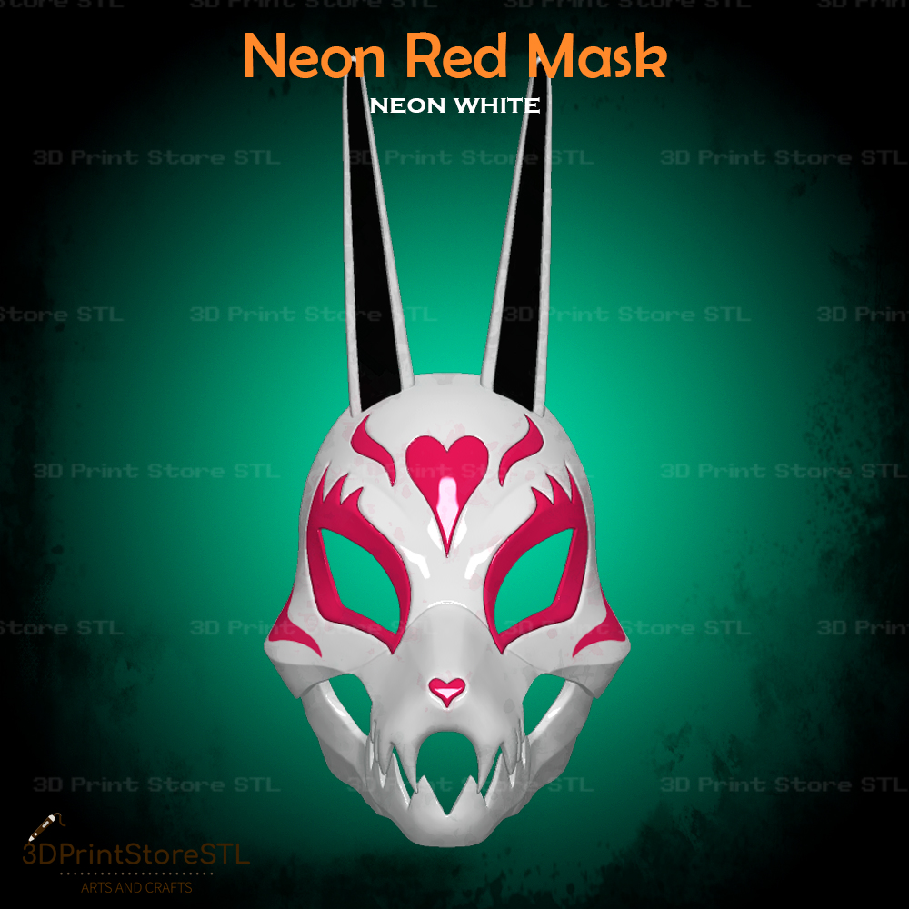 Red Mask Cosplay Neon White Game - STL File | 3D models download ...