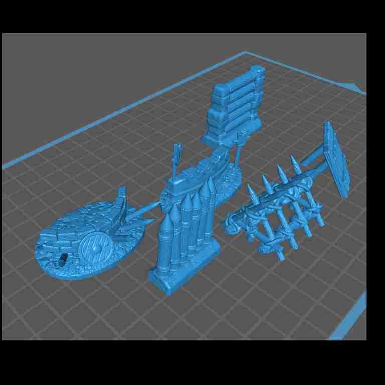 Medieval barricades set - miniatures warhammer terrain scene | 3D ...