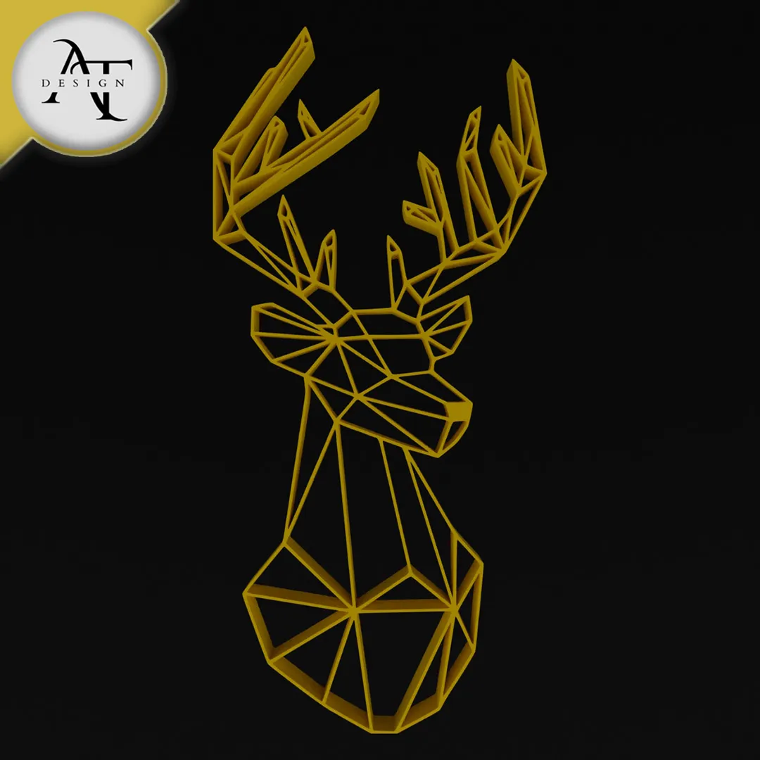 Home Decorations & Ornaments STL Download - Deer - Geometric - 2D Wall ...