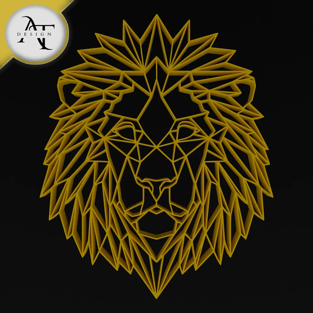 Digital Art STL Download - Lion - Geometric - 2D Wall Art Decorby AT Design
