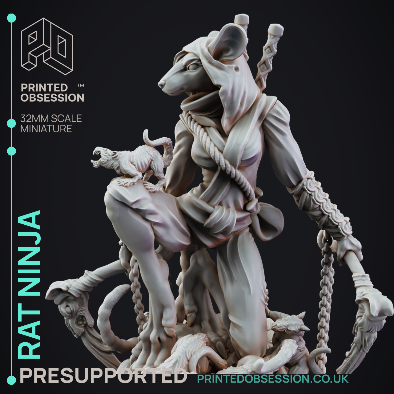 Rat Ninja - Assassin - PRESUPPORTED - 32mm D&D | 3D models download ...