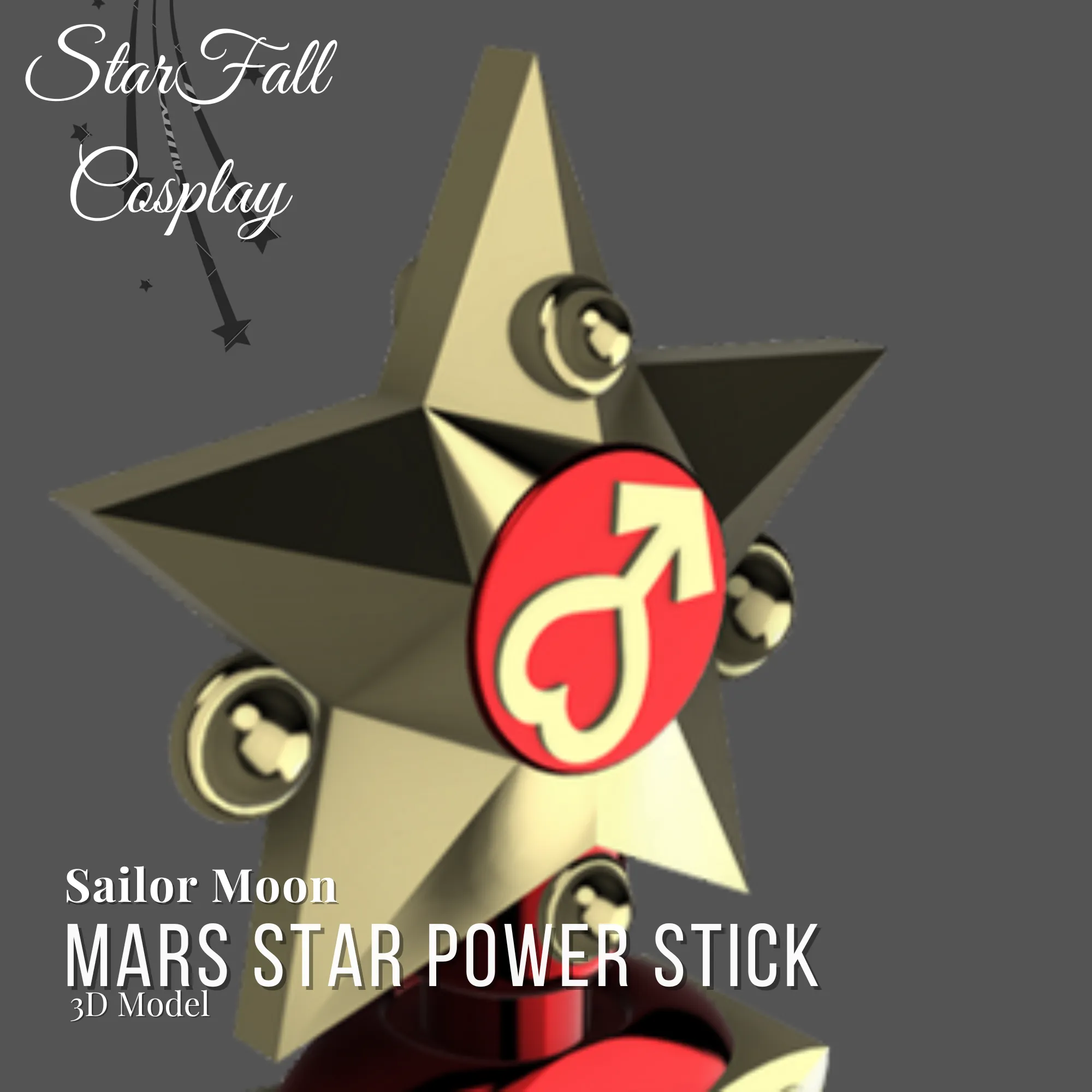Cosplay STL Download - Mars Star Stick 3D Model Transformation Wand ...