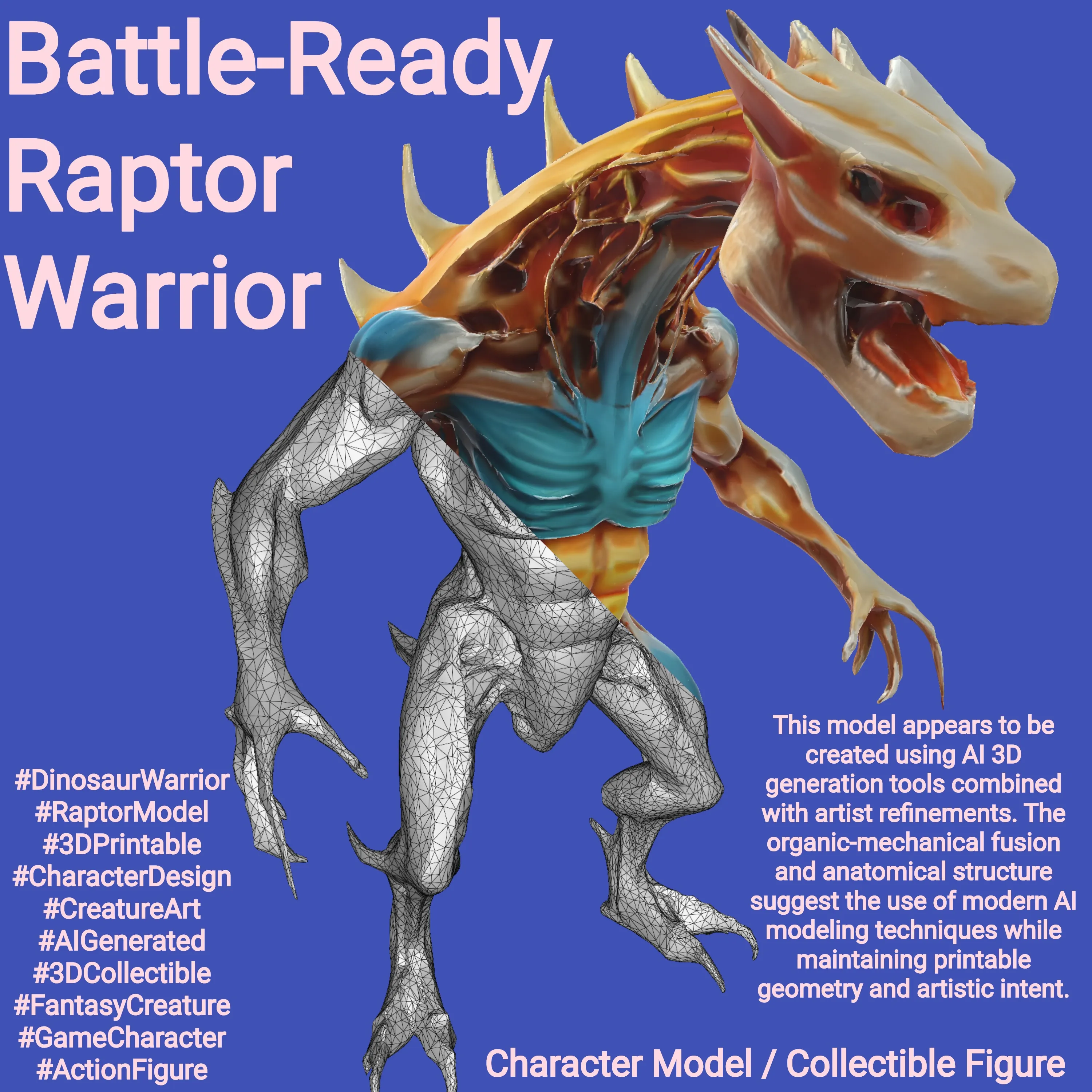 Free Characters & Creatures STL Download - Battle-Ready Raptor ...