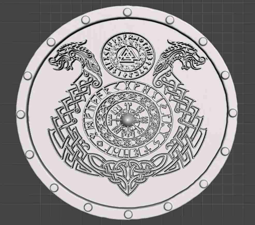 Norse Runes Dragon Boat Viking shield | 3D models download | Creality Cloud