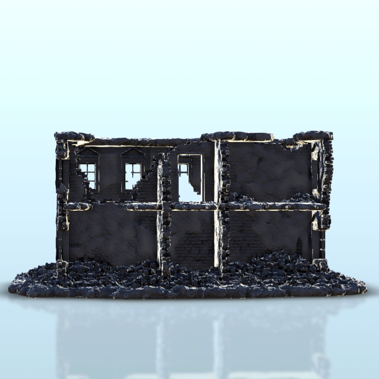Destroyed floored urban building 21 - WW2 Terrain scenery | 3D models ...