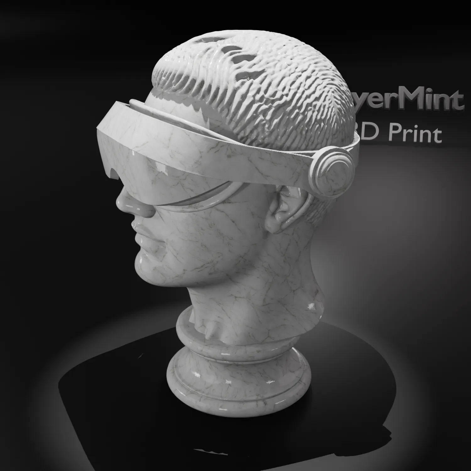Sculptures & Artworks STL Download - Futuristic Bust Sculpture with VR ...