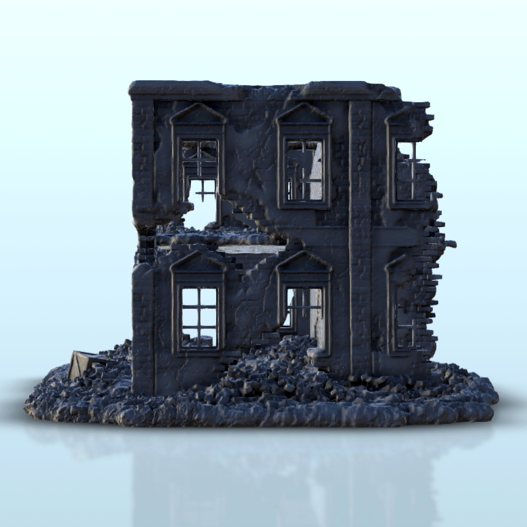 Destroyed floored urban building 21 - WW2 Terrain scenery | 3D models ...