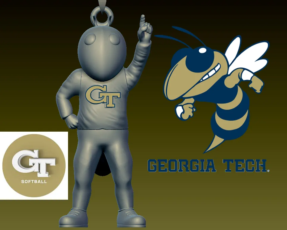 Sculptures & Artworks STL Descarga - Necklaces BUZZ GEORGIA TECH YELLOW ...