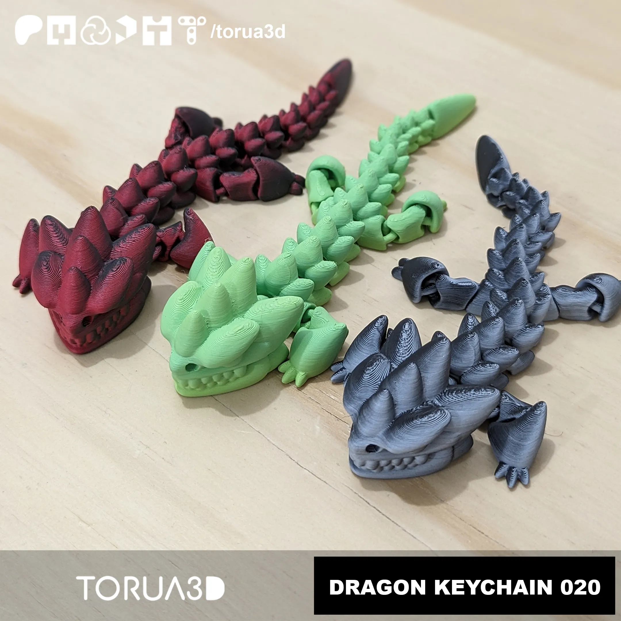 Jewelry & Accessories STL Descarga - Articulated Dragon Keychain 020 ...