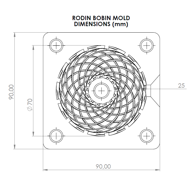 SMALL RODIN BOBIN MOLD FOR JEWELS - 70 x 70 x 25 mm 13 TURNS | 3D ...