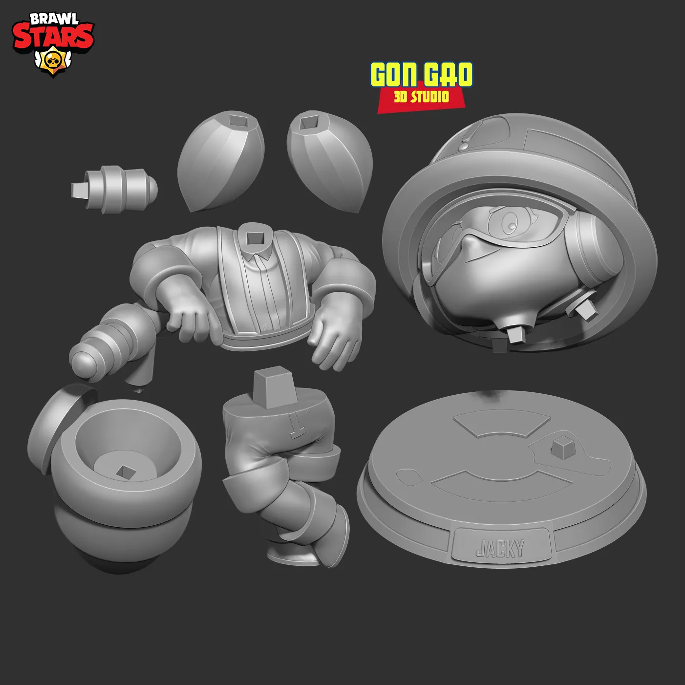 Sculptures & Artworks STL Download - Jacky - Brawl Stars Fanartby nlsinh