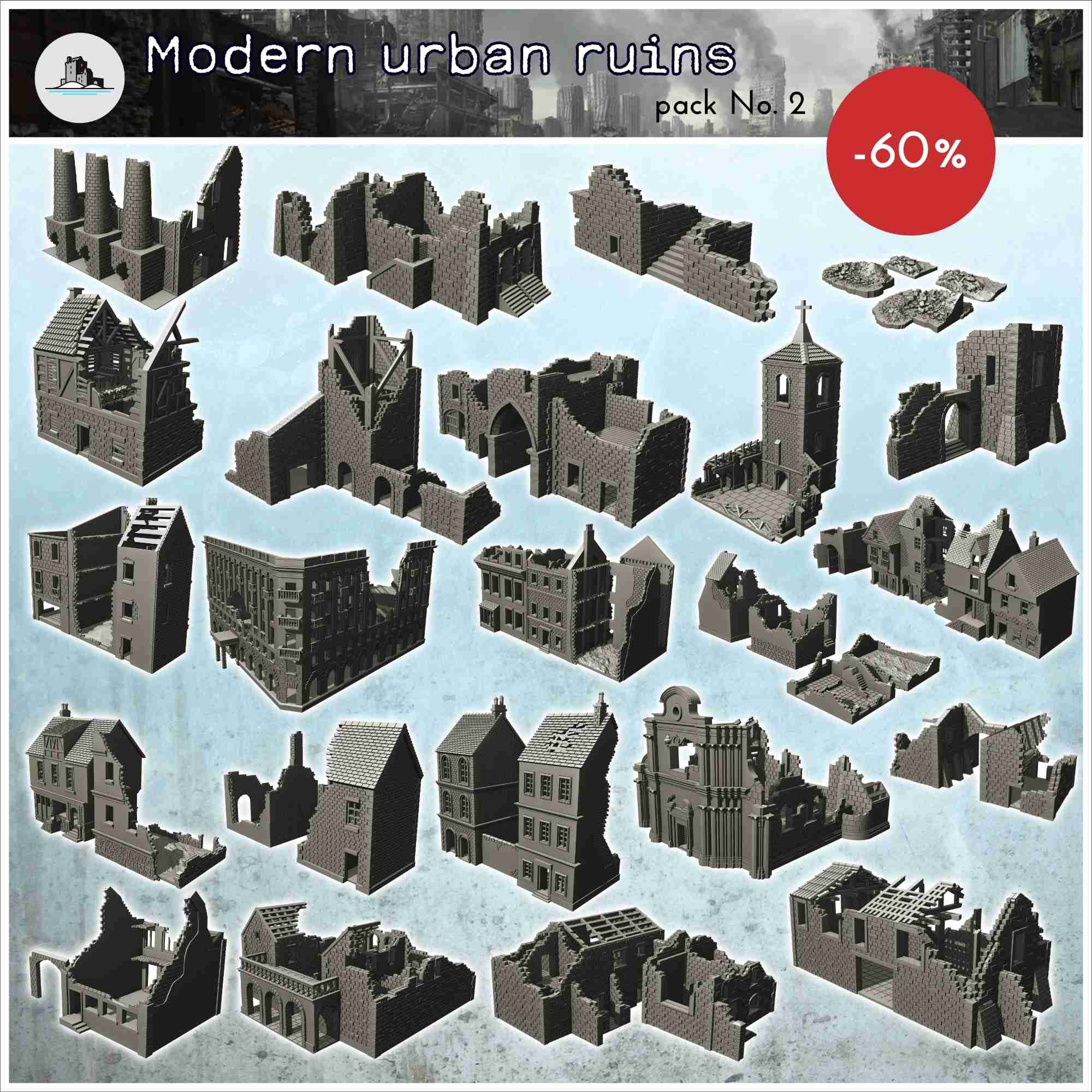 Modern urban ruins pack No. 2 | 3D models download | Creality Cloud