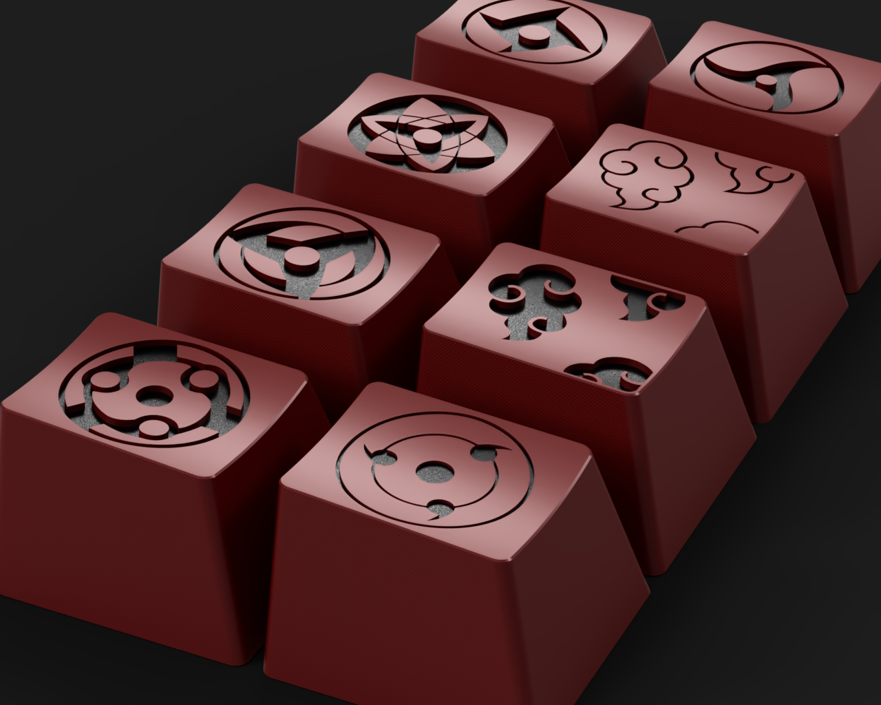 MANGEKYO SHARINGAN NARUTO THEMED ARTISAN KEYCAP SET | 3D models ...
