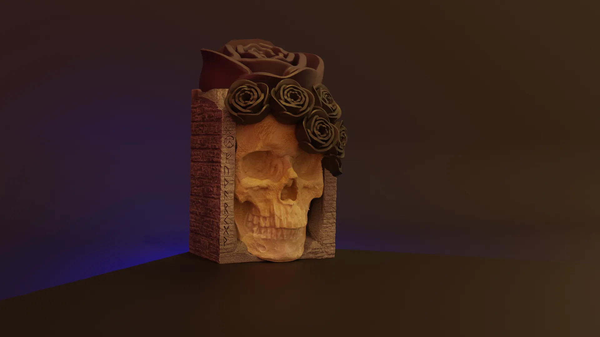 Rose Skull Book Nook with runes | 3D models download | Creality Cloud
