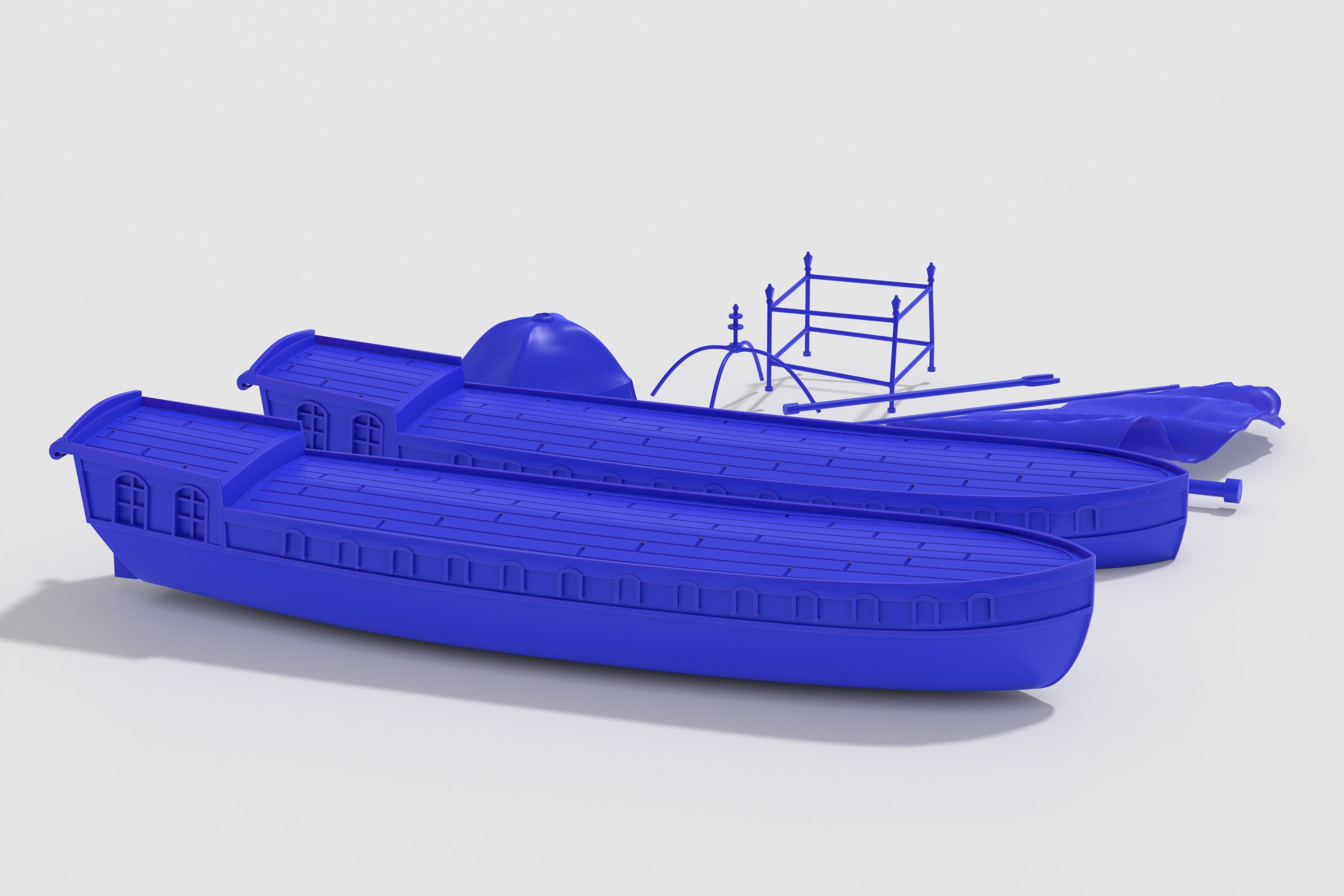 Vintage dutch river barge 3d print - two hulls | 3D models download ...