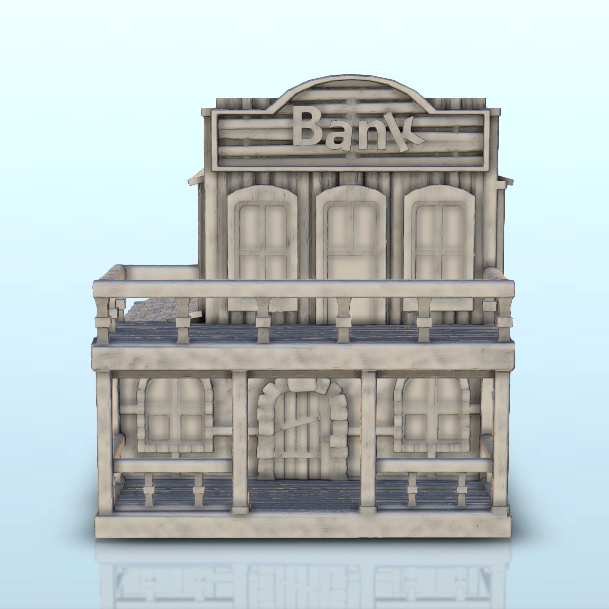 Bank building with canopy and balcony (8) - miniatures figur | 3D ...