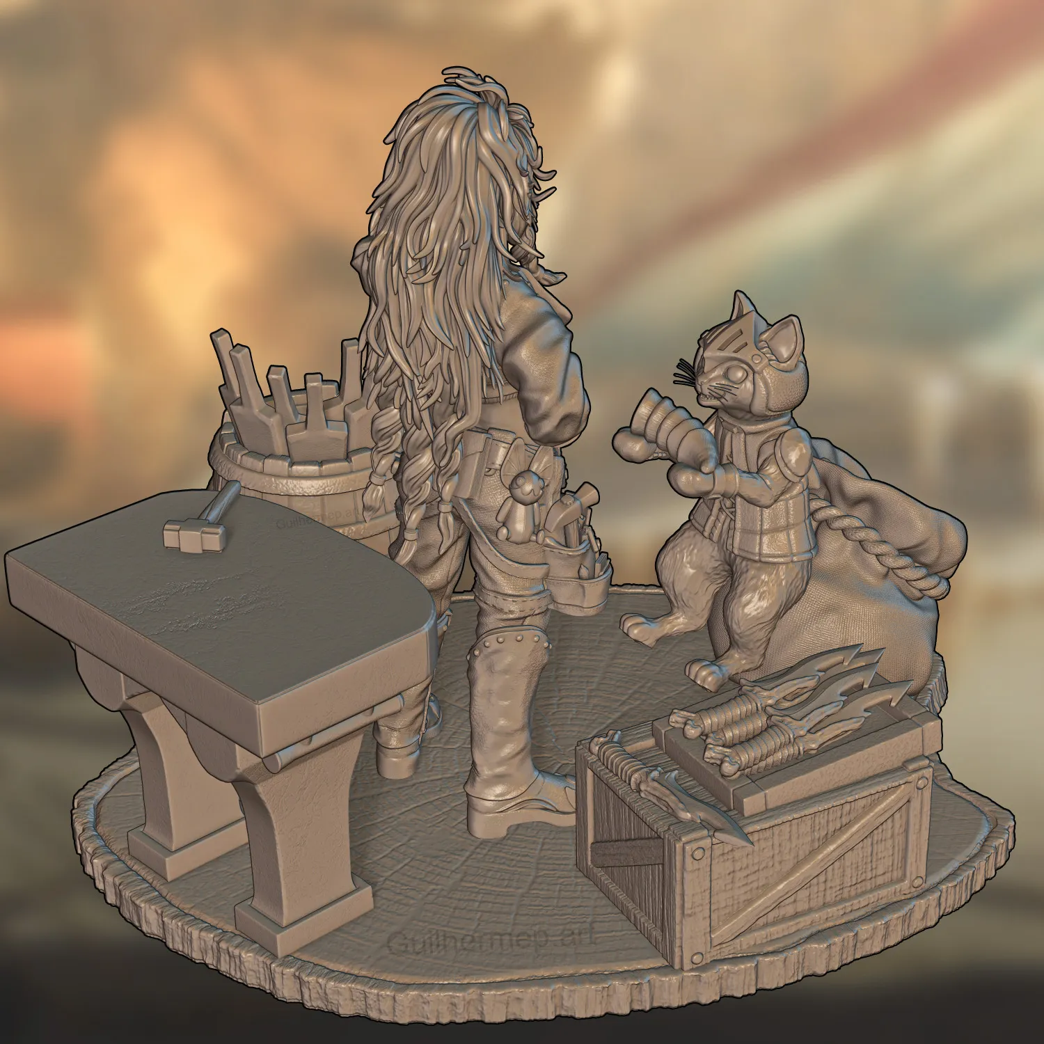 Sculptures & Artworks STL Download - Gemma and Palico Diorama - MH ...
