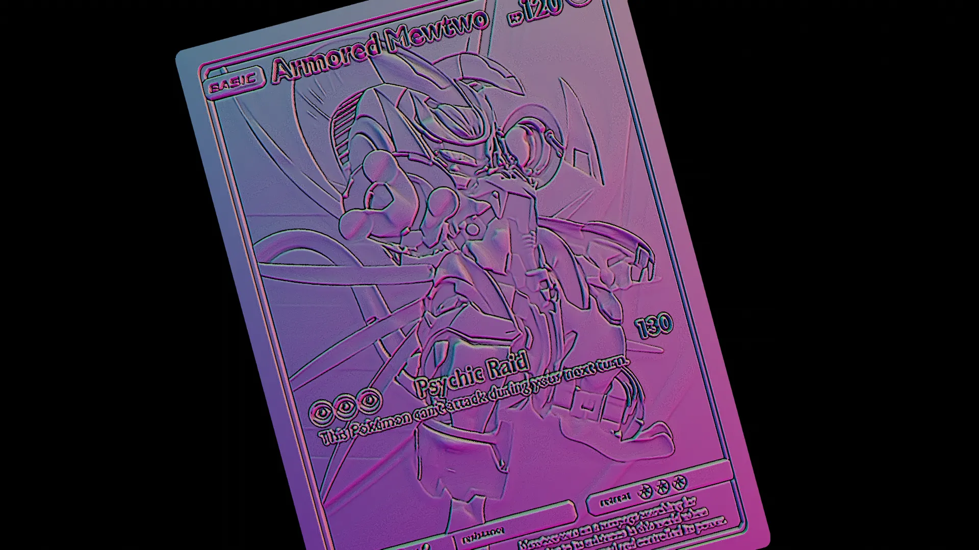 Board Games & Card Games STL Download - Armored Mewtwo cardby Jlo3d