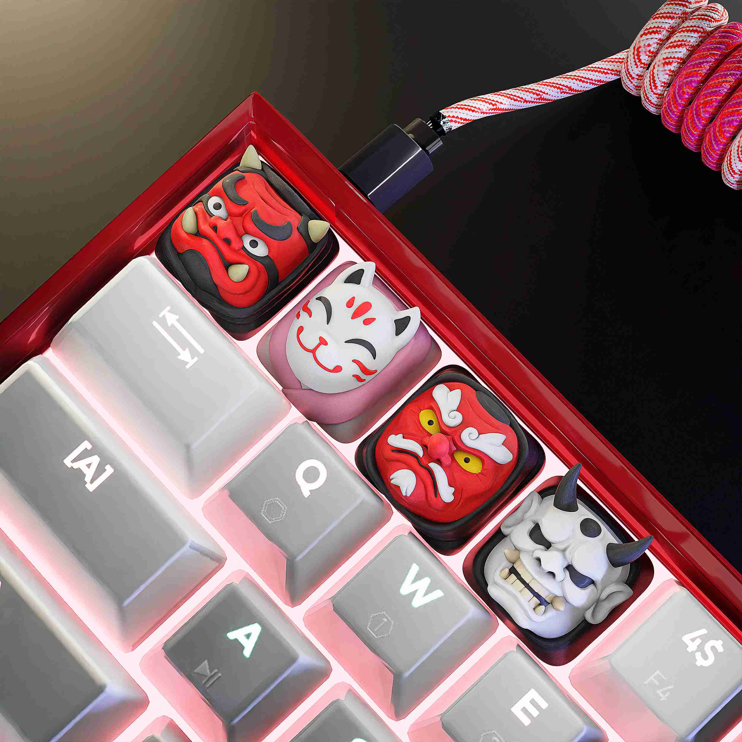 Japanese Masks Keycaps - Mechanical Keyboard | 3D models download ...