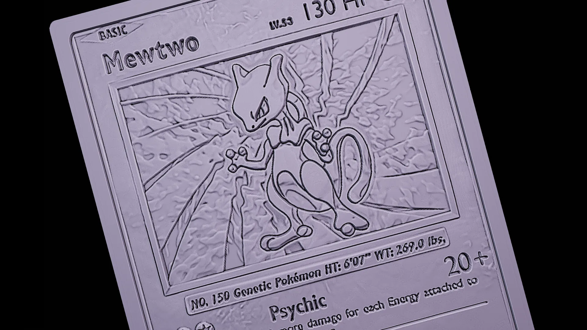 Board Games & Card Games STL Download - Mewtwo Pokemon cardby Jlo3d