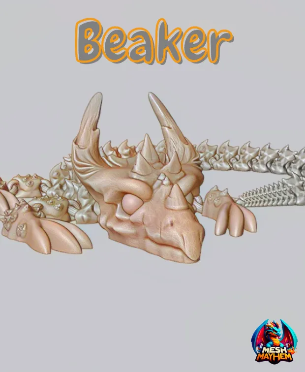 Characters & Creatures STL Download - Beaker Articulated Dragonby Mesh ...