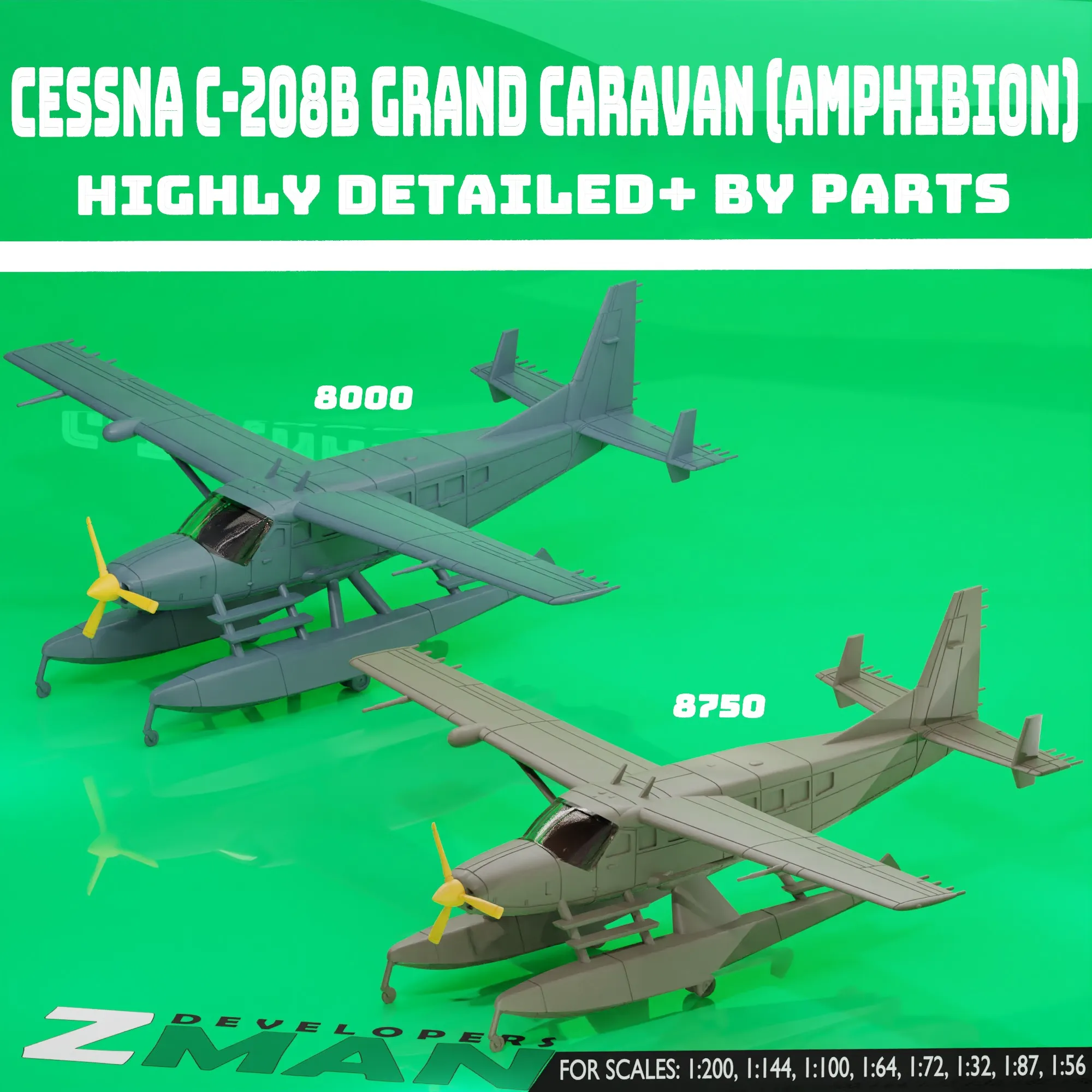 Drones & Aircraft STL Download - CESSNA C-208B GRAND CARAVAN (AMPHIBOIN ...