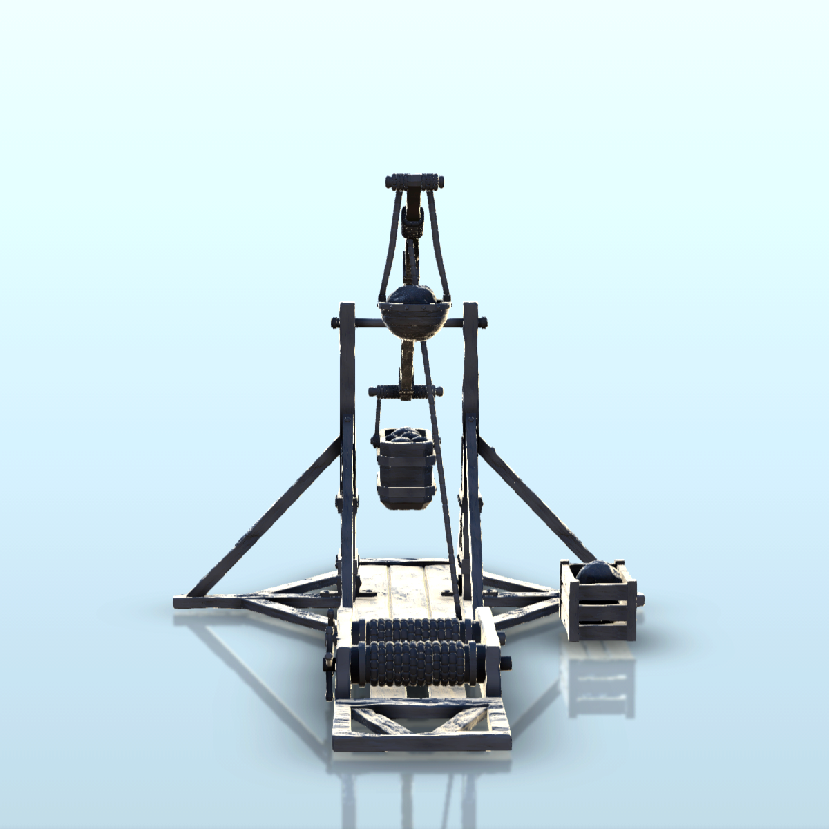 Medieval trebuchet with stones and counterweights (4) - mini | 3D ...