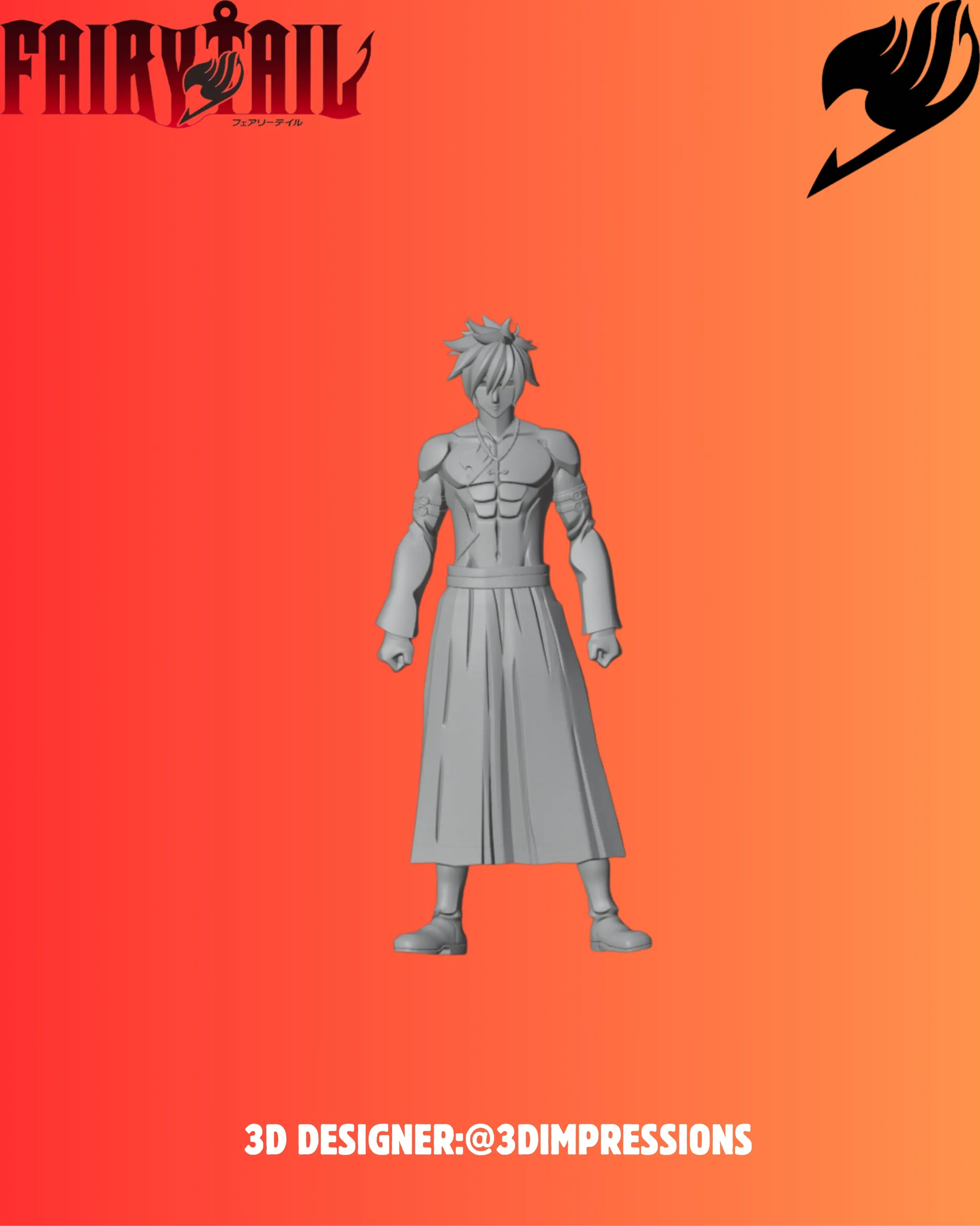 Characters & Creatures STL Download - Gray Fullbuster Fairy Tail ...