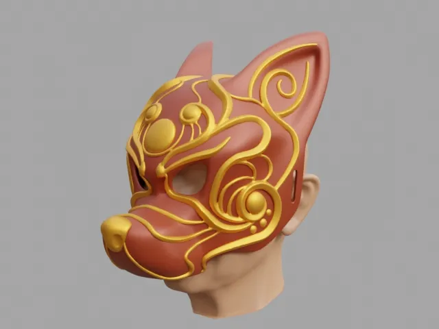 Digital Art STL Descarga - Máscara de animal zorro con adorno - Toti ...