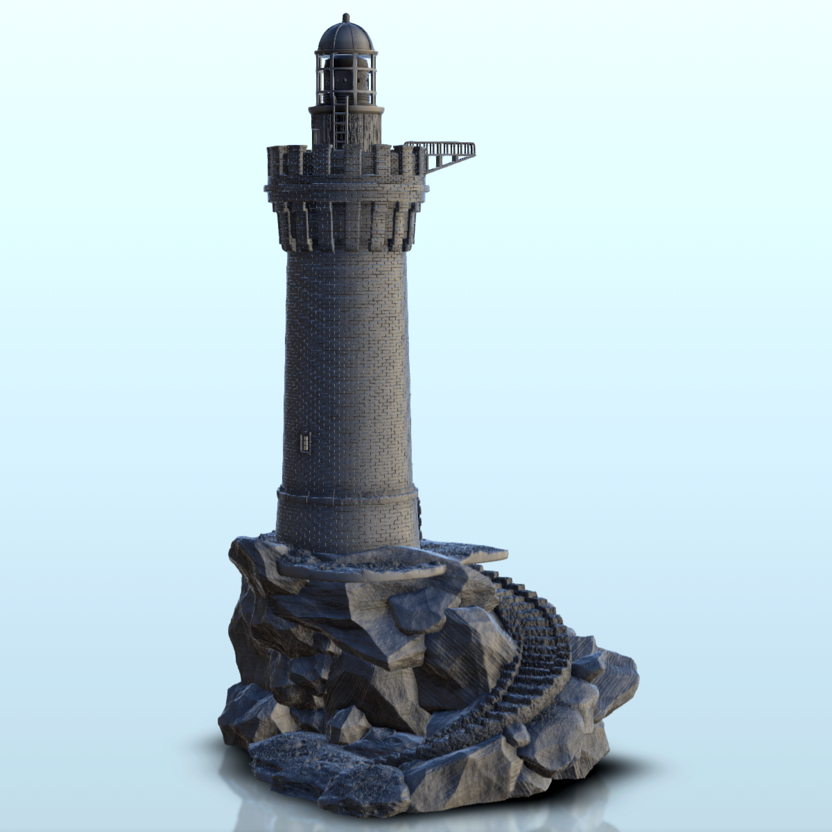 Stone lighthouse on rocky promontory with access stairs (3) | 3D models ...