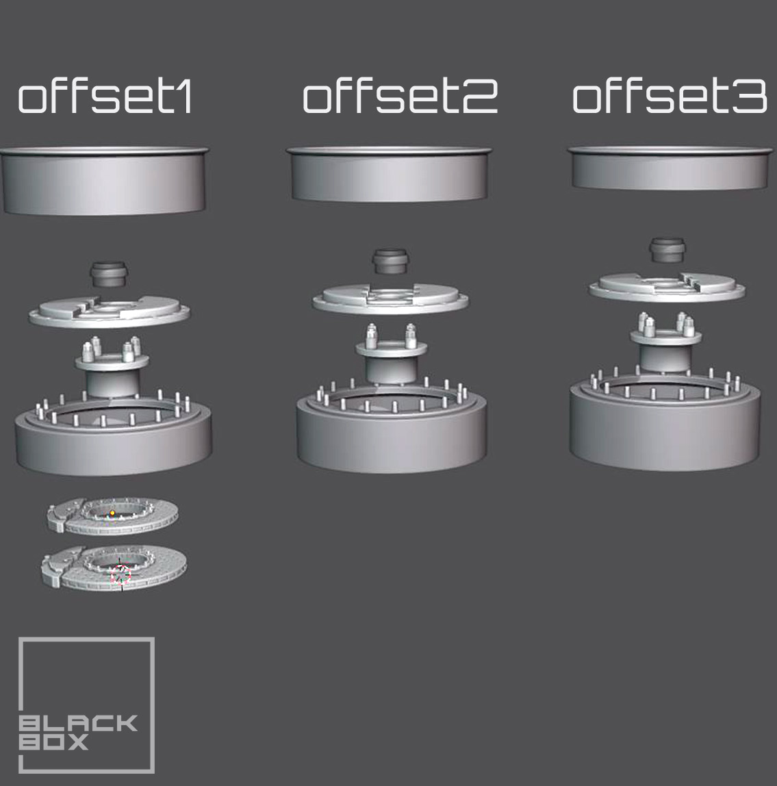 GLA WHEEL SET 3 OFFSETS separated HUB 3D print model | 3D models download | Creality Cloud