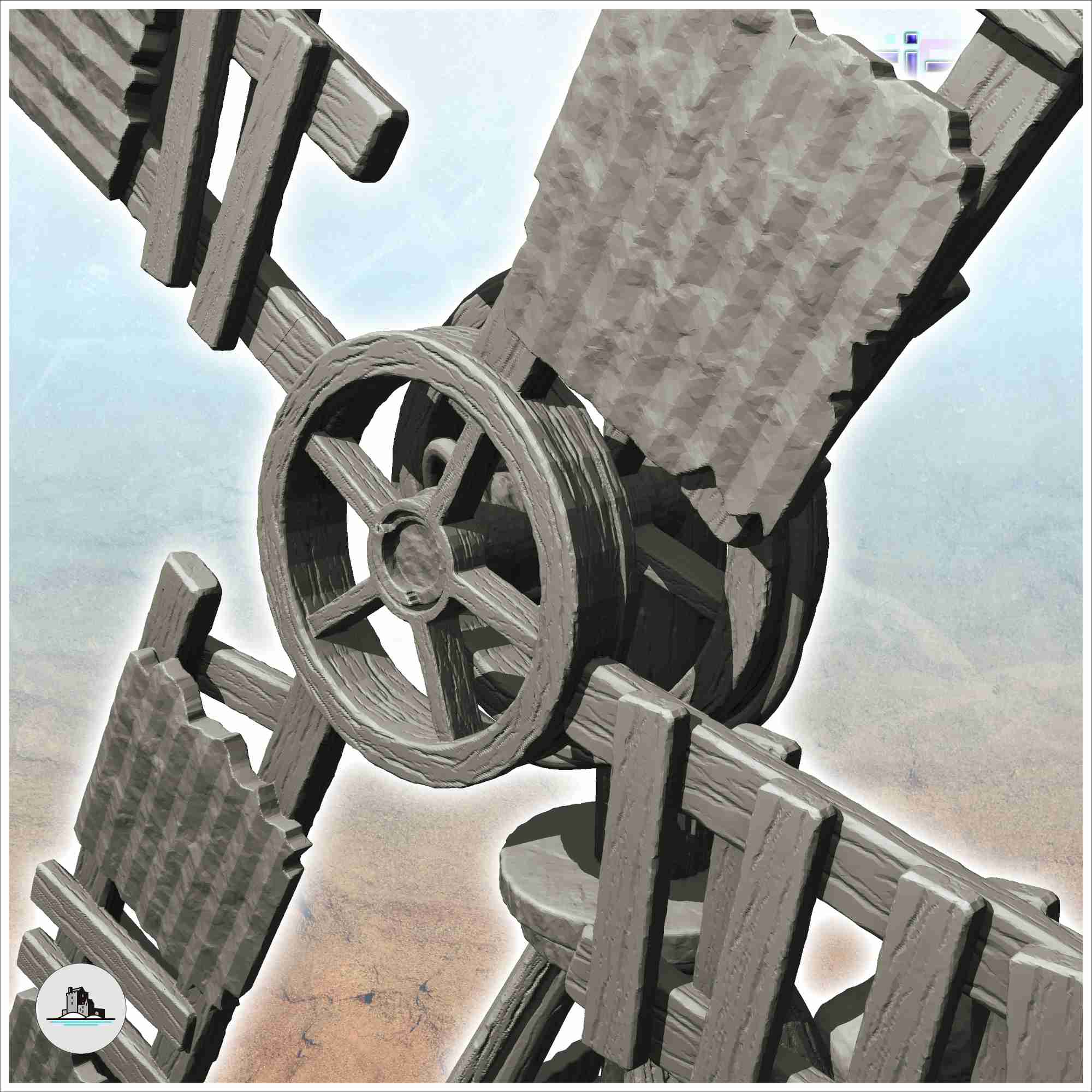 Post-apocalyptic wind turbine made of sheet metal and wood w | 3D ...