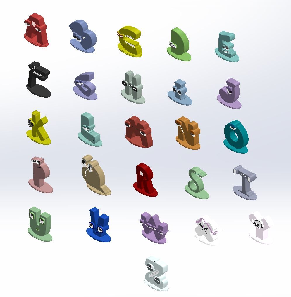 Alphabet Lore all 26 letters with and without base | 3D models download ...