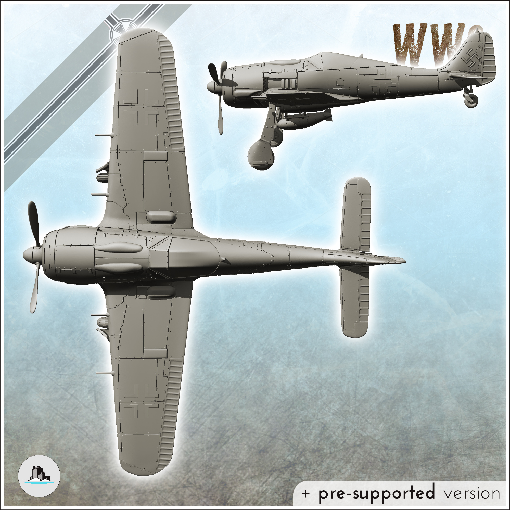 Focke-Wulf Fw 190 - WW2 Terrain plane aircraft diaroma | 3D models ...