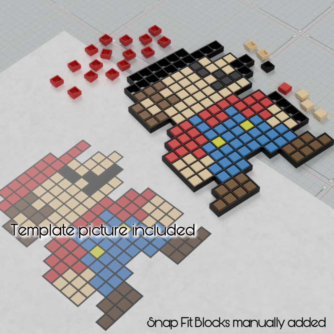 Super Mario Puzzle - Pixel Art Assembly | 3D modeller indir | Creality ...