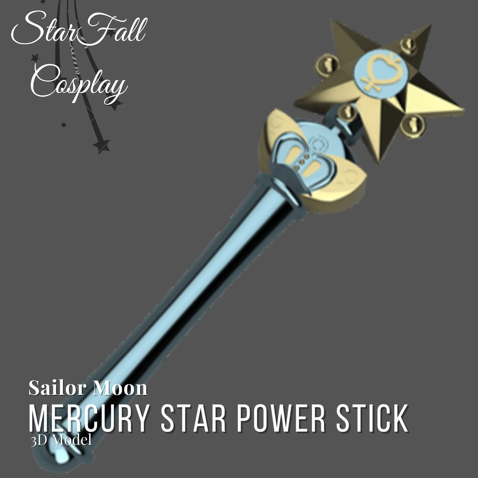 Cosplay STL Download - Mercury Star Stick 3D Model Transformation Wand ...
