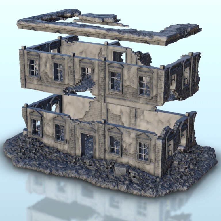 Destroyed floored urban building 21 - WW2 Terrain scenery | 3D models ...