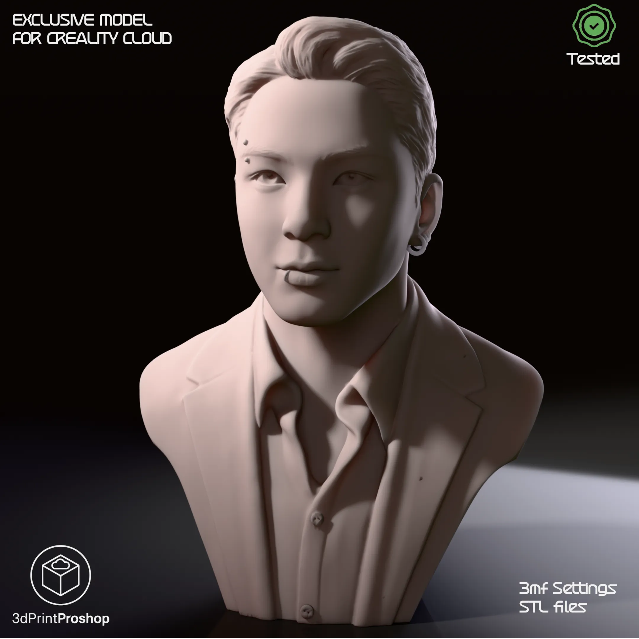 Archivos de impresora 3D | Archivo 3MF | 🎤 Jung Kook BTS Fan Art Bust ...