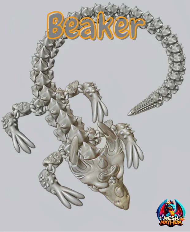 Characters & Creatures STL Download - Beaker Articulated Dragonby Mesh ...