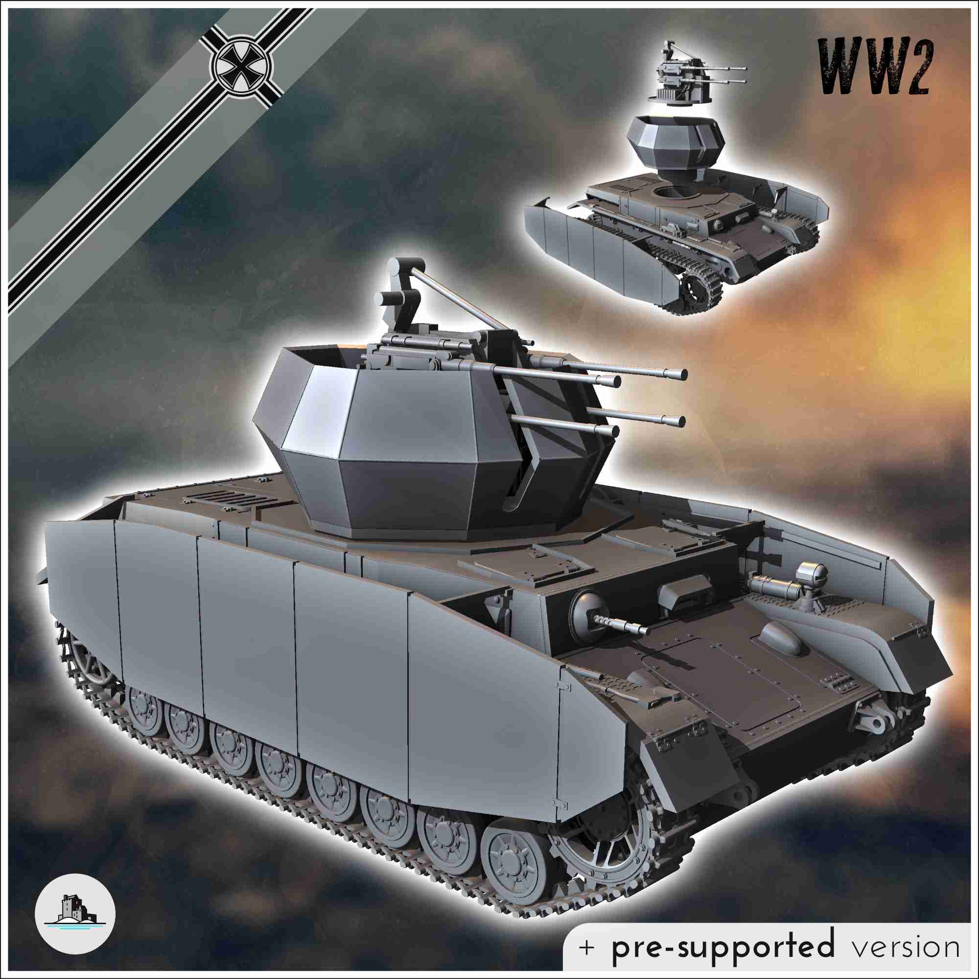 Flakpanzer IV AA Wirbelwind - miniatures tank ww2 flames war | 3D ...