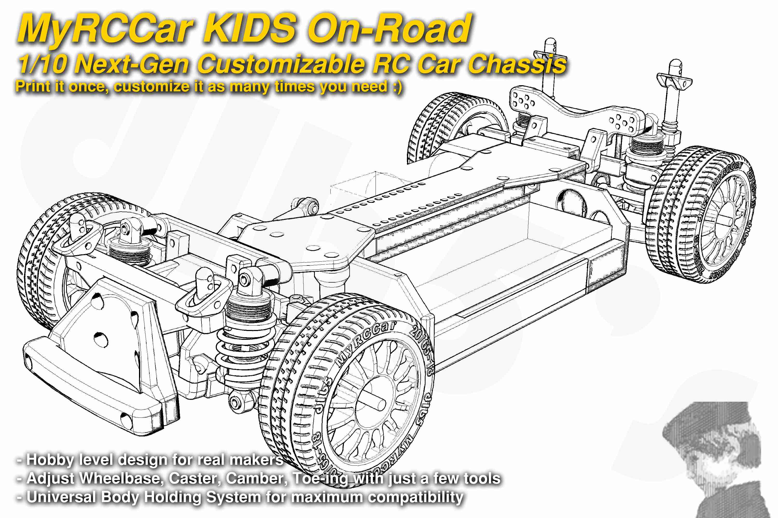 MyRCCar KIDS On-Road Chassis, 1/10 Next-gen RC Car Chassis | 3D models ...