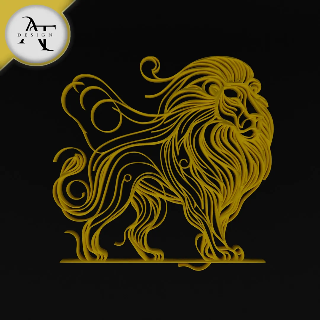 Other STL Download - Lion - Line Art - 2D Wall Art Decorby AT Design